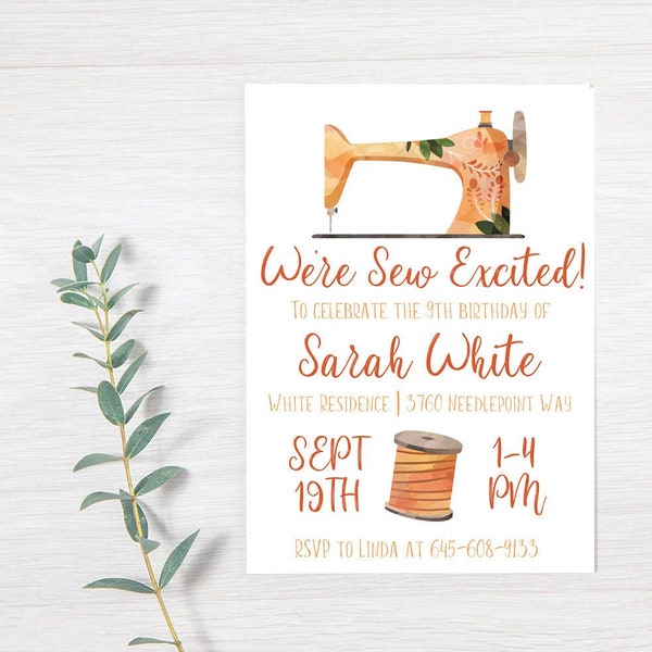 Sewing Birthday Invitation - Etsy