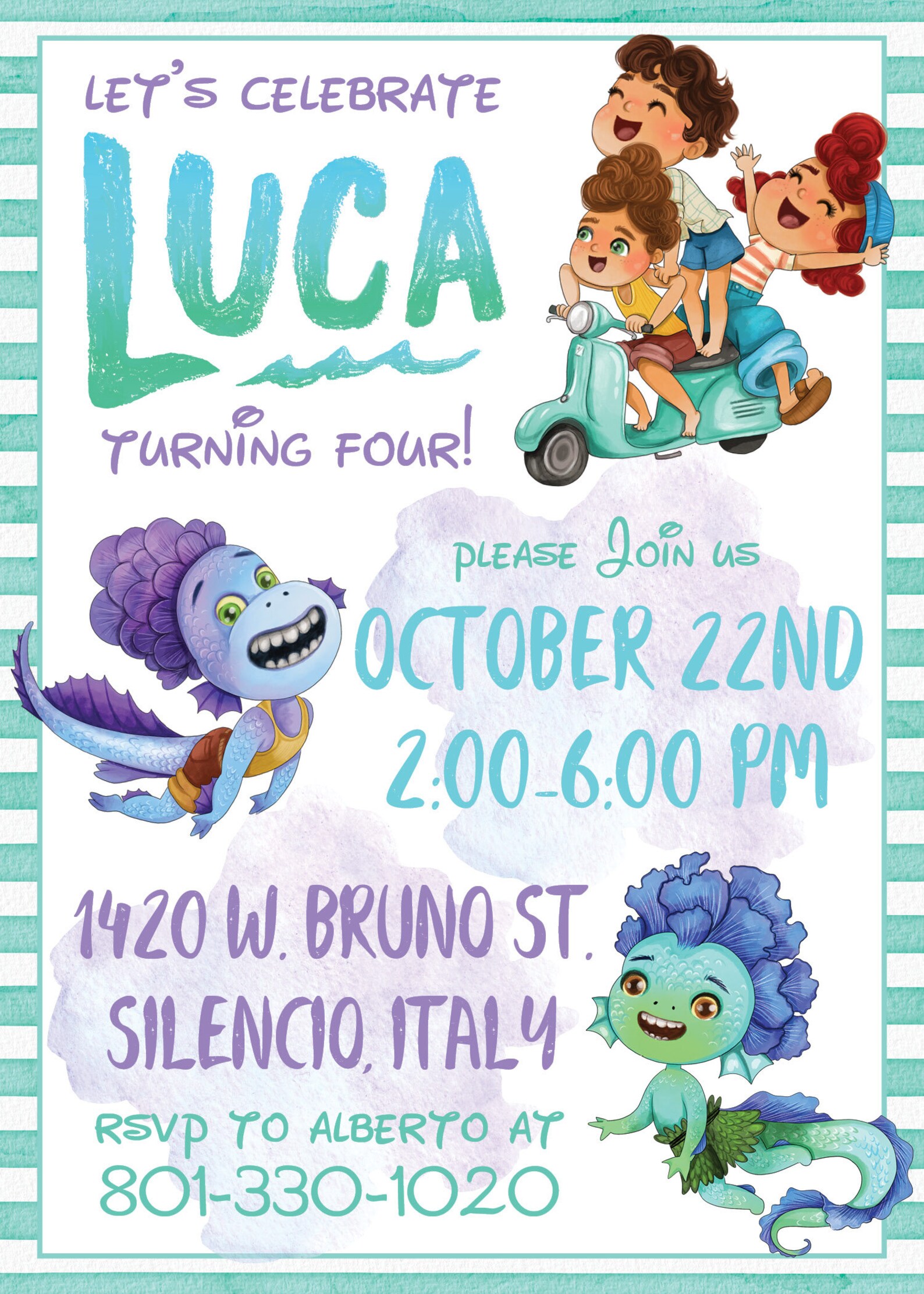 Luca Themed Birthday Party Invitation Luca Themed Birthday | Etsy