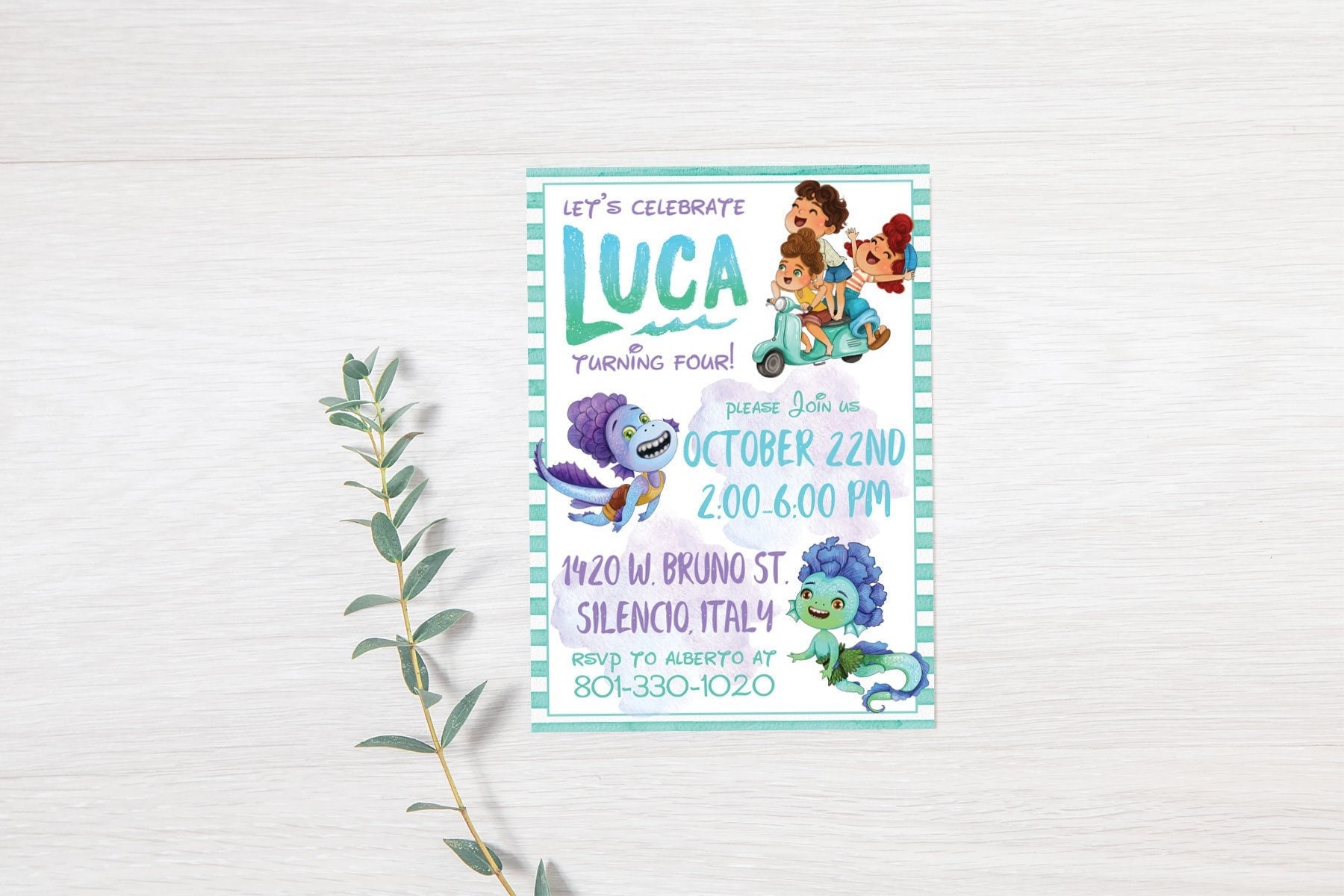 Luca Themed Birthday Party Invitation Luca Themed Birthday | Etsy