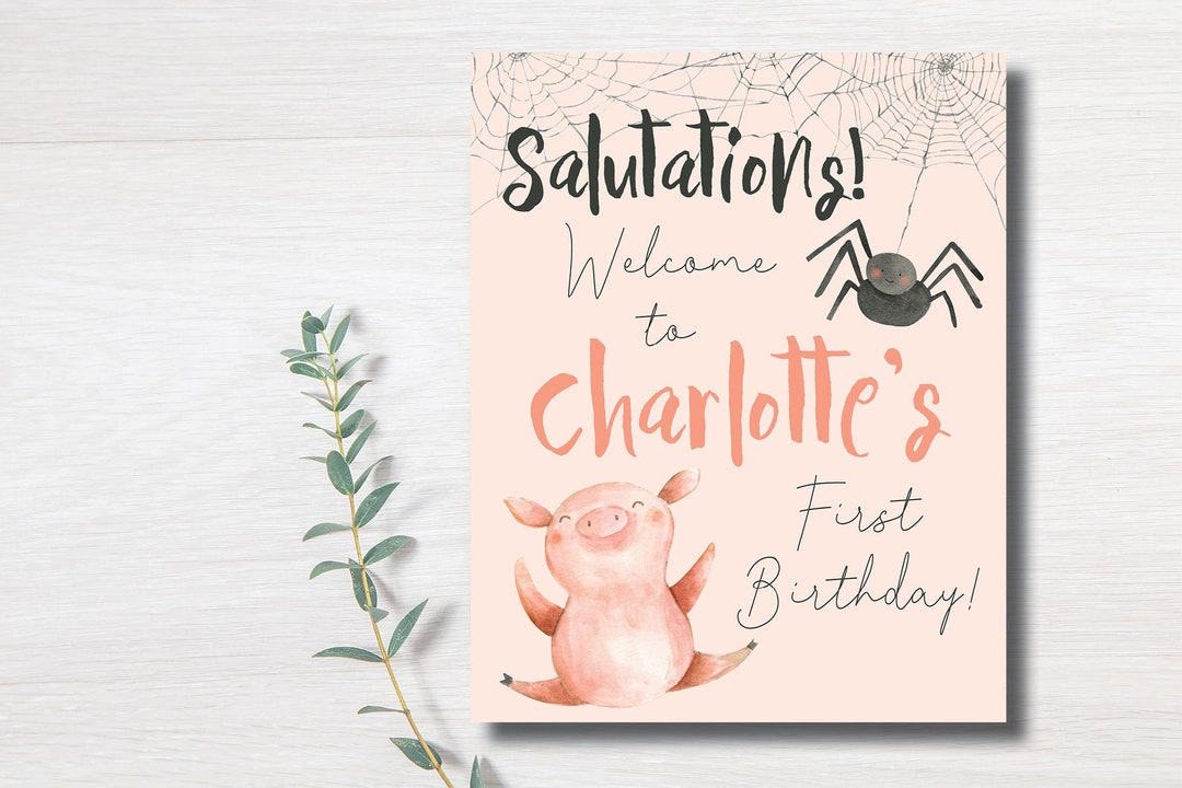 PRINTABLE Charlotte's Web Welcome Sign, Charlotte's Web Party Decor ...