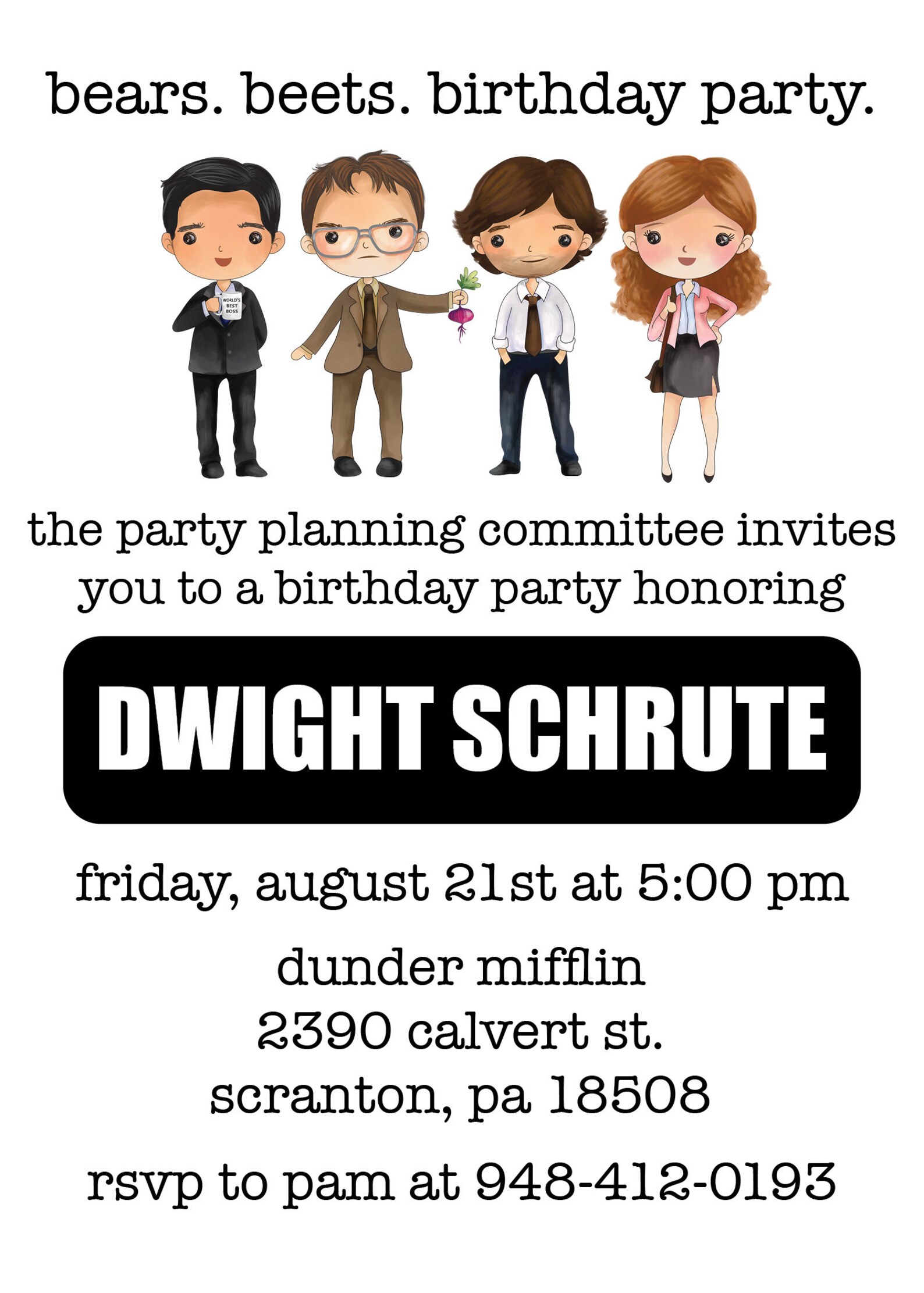 The Office Birthday Party Invitation the Office Invitation - Etsy