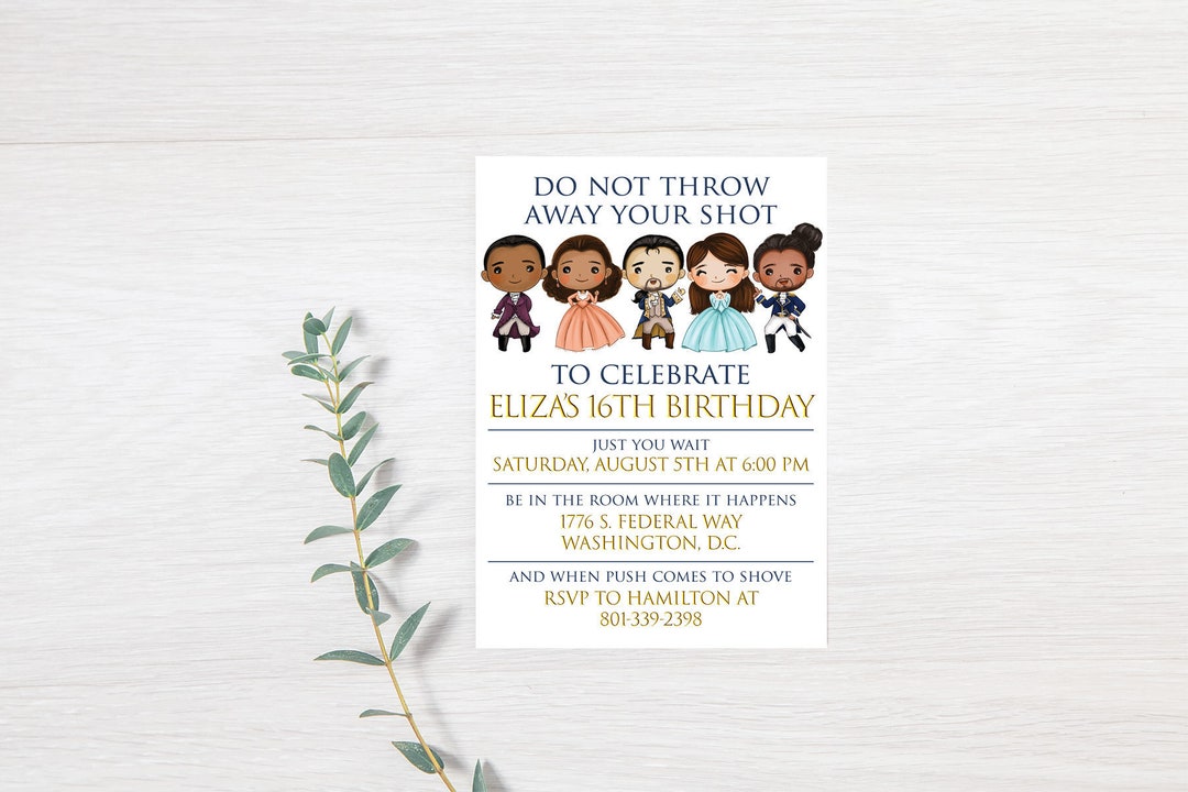 PRINTABLE Hamilton Birthday Party Invitation, Hamilton Musical ...