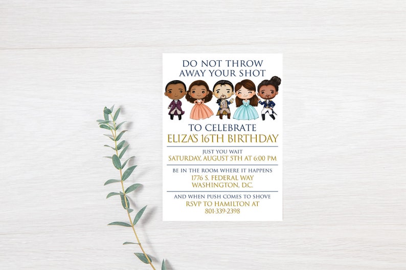 PRINTABLE Hamilton Birthday Party Invitation Hamilton Musical - Etsy Canada