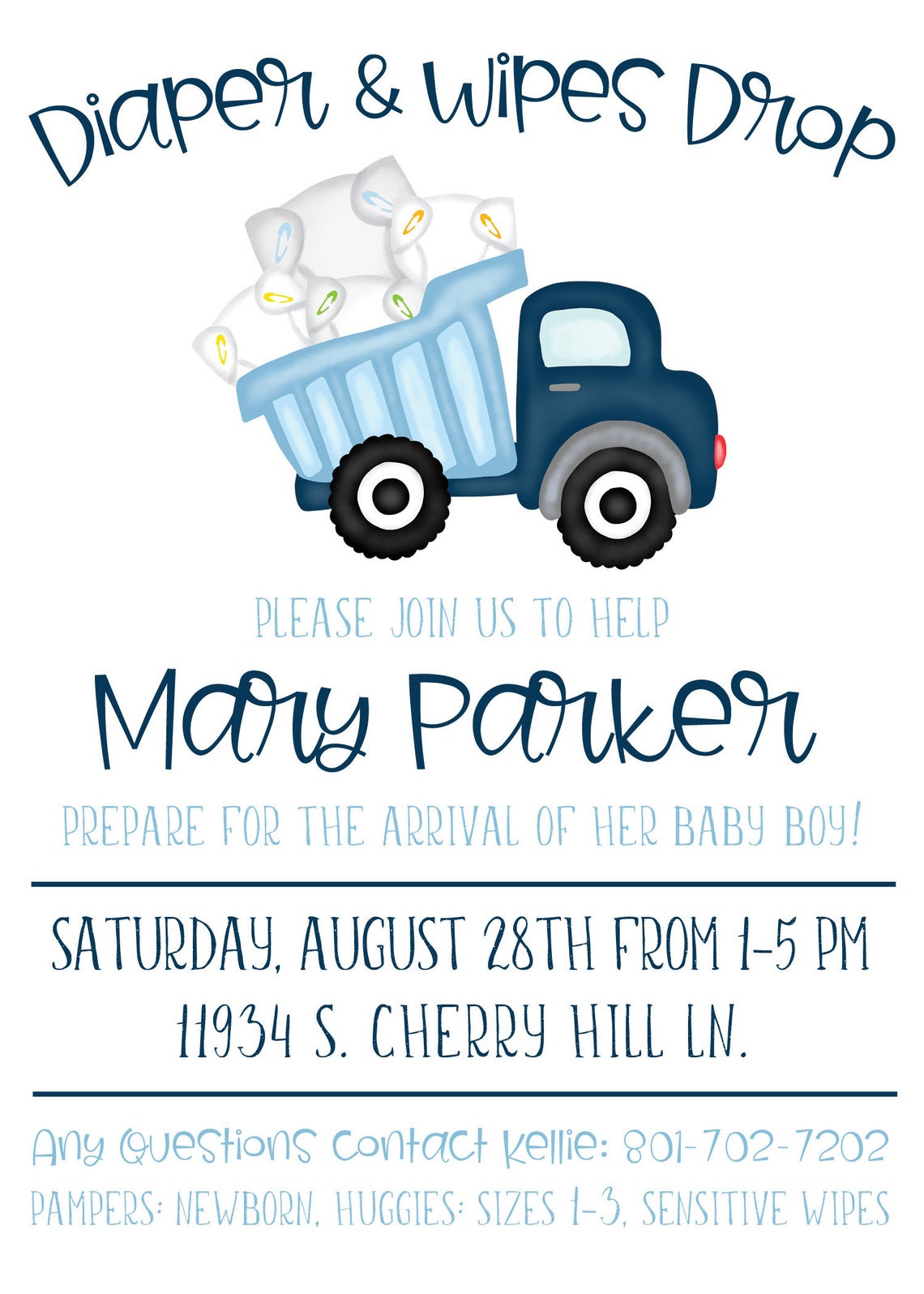 Diaper Drop Invitation Diapers & Wipes Baby Shower Invite - Etsy Canada