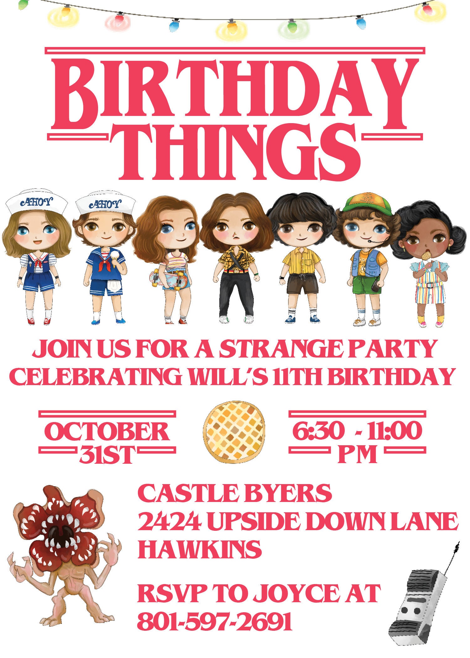 Invitación de fiesta de cumpleaños de Stranger Things | Etsy