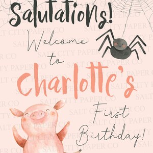 PRINTABLE Charlotte's Web Welcome Sign, Charlotte's Web Party Decor ...