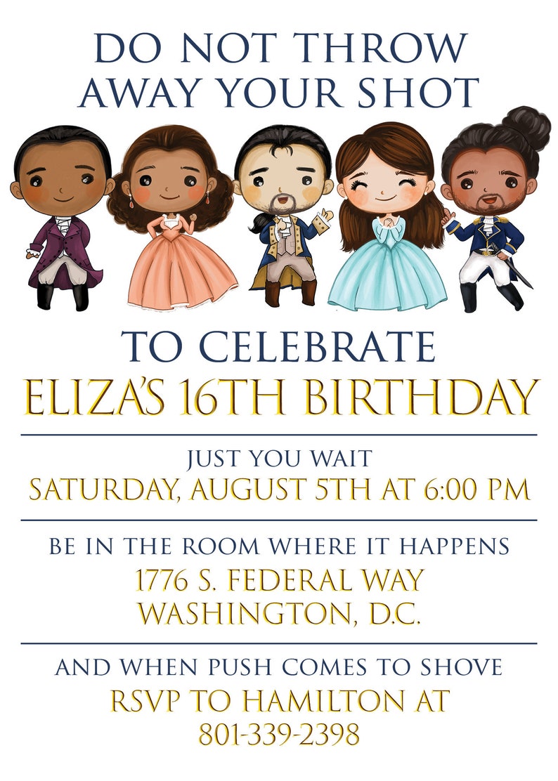 PRINTABLE Hamilton Birthday Party Invitation Hamilton Musical - Etsy Canada