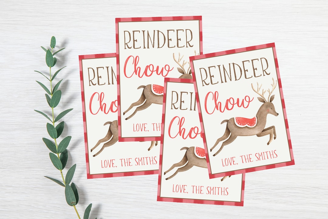 PRINTABLE Chex Mix Gift Tag, Christmas Neighbor Gift, Reindeer Chow ...