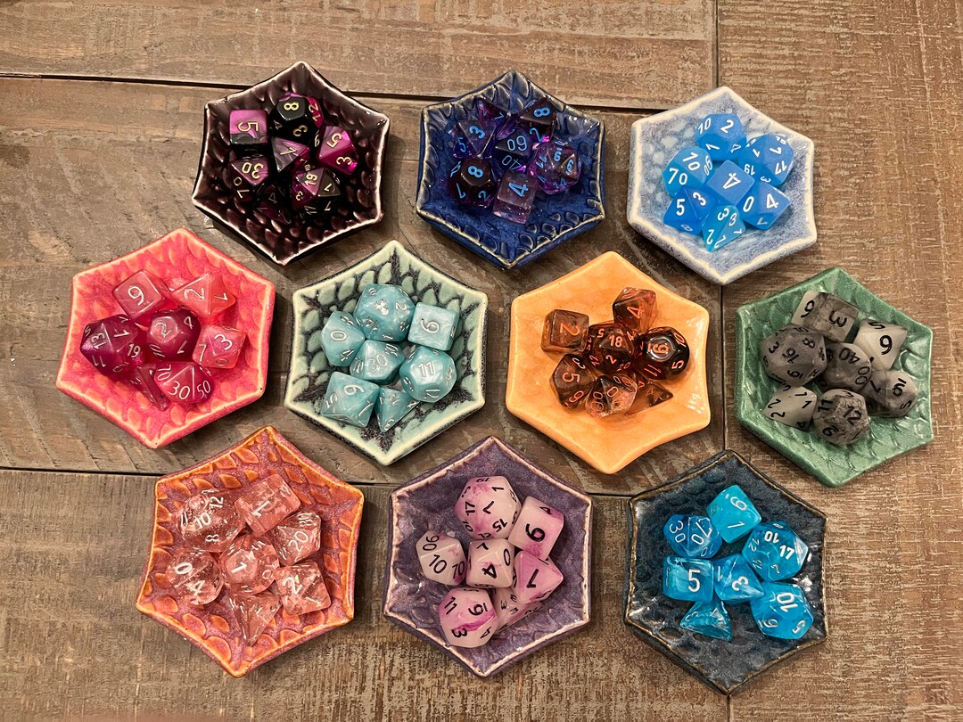Dragon Scale Hex Dice Dishes ~ Handmade From Stoneware Clay and Brush ...