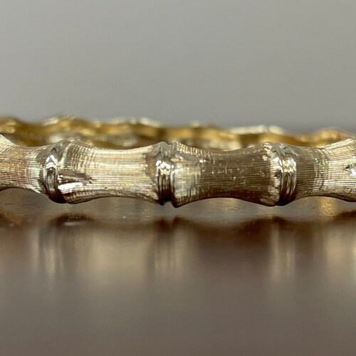 14 Karat Solid Gold Bamboo Bangle Fine Jewelry Stackable - Etsy
