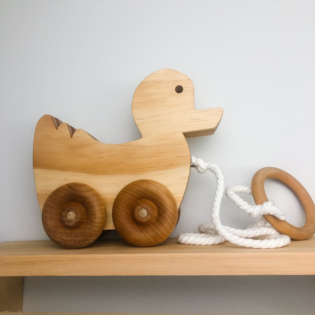 Baby Duck Toy, Pull Toy, Wood Duck, Duck Car, Toddler Easter Basket ...