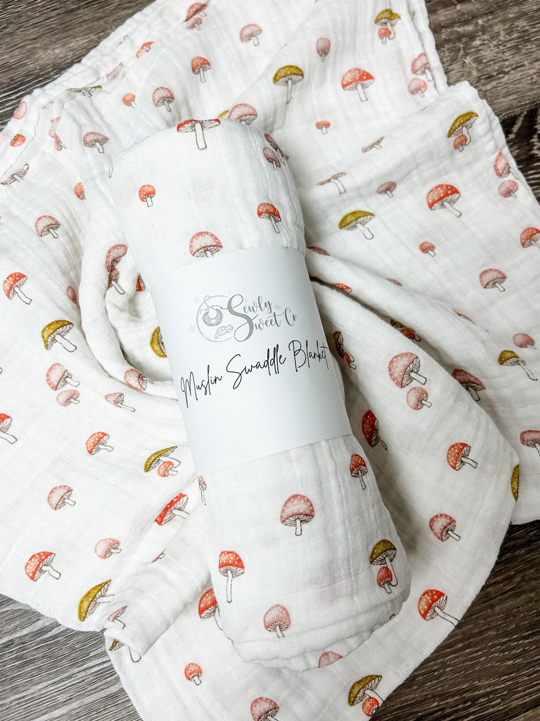Mushroom Swaddle, Mushroom Baby Gift, Neutral Baby Blanket, Muslin ...