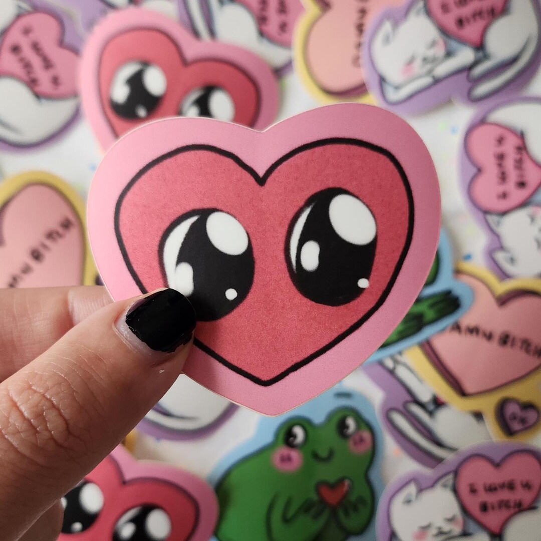 Heart Eyes Sticker | Cute Sticker for Decorating Laptops, Sketchbooks ...