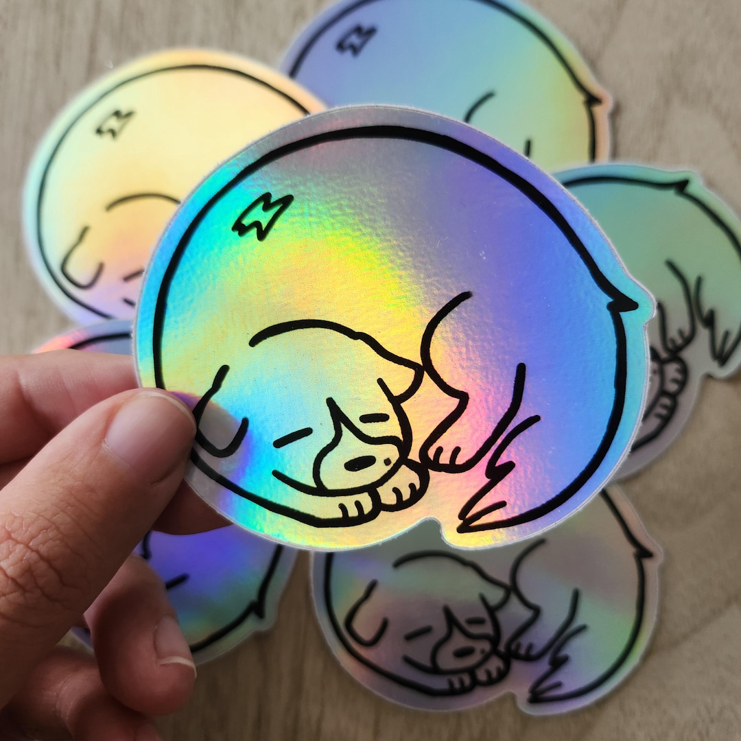 Holographic Puppy Sticker | Cute Sticker for Decorating Laptops ...