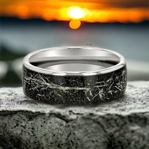 Tungsten Wedding Band, Men's Wedding Band, Cosmic Galaxy, Meteorite ...