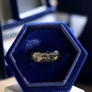 Crushed Meteorite, 8mm, Black and Gold Tungsten Wedding Ring, Scratch ...
