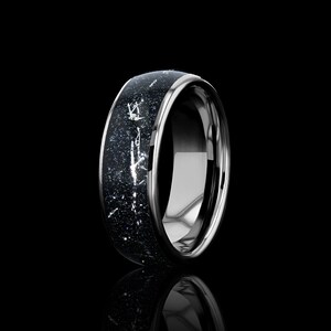 Tungsten Wedding Band, Men's Wedding Band, Cosmic Galaxy, Meteorite ...