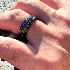 Crushed Meteorite, 8mm, Black and Gold Tungsten Wedding Ring, Scratch ...
