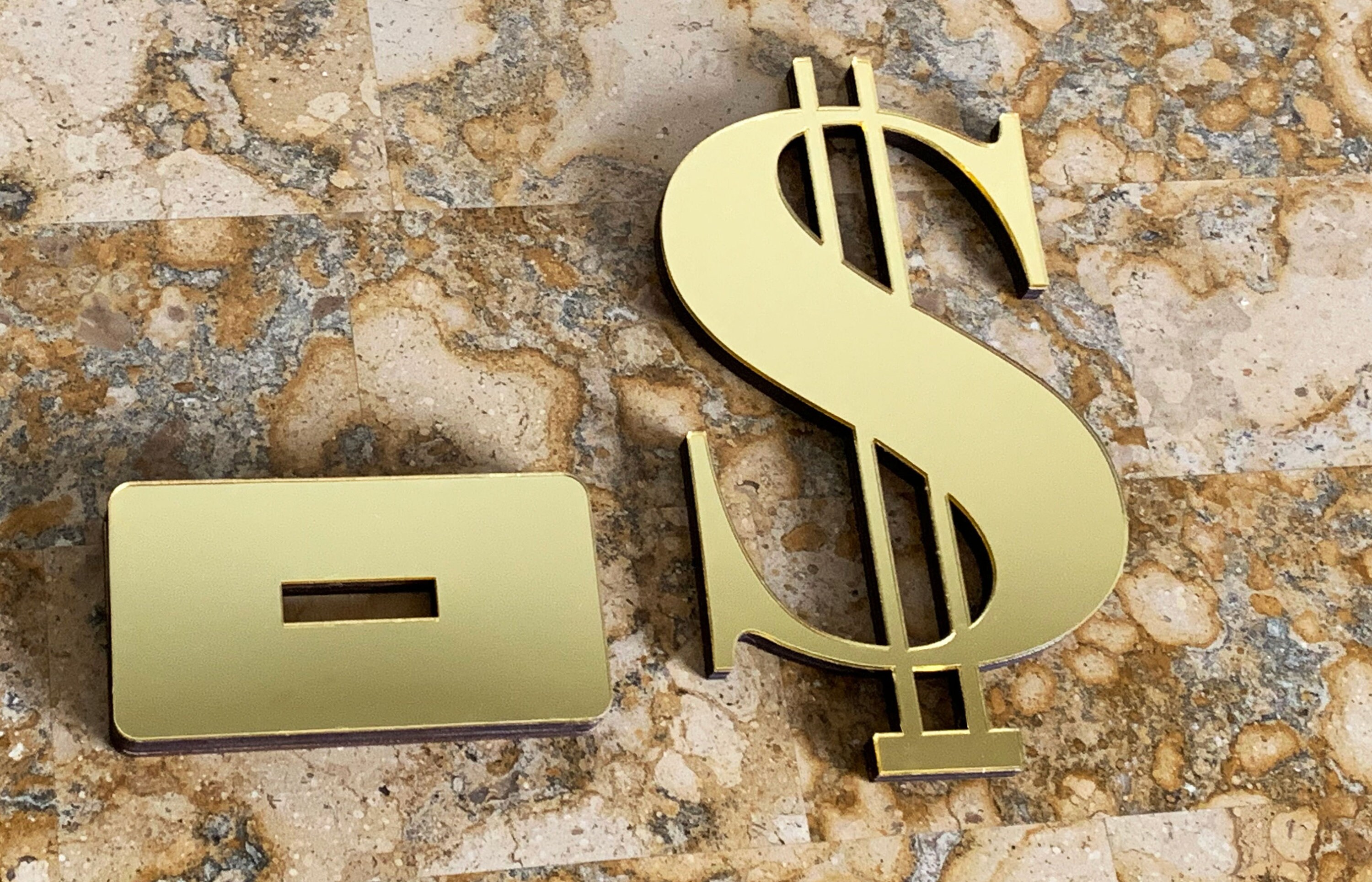 Dollar Sign Sculpture, Gold Mirror Acrylic Sign, Wedding Decoration ...