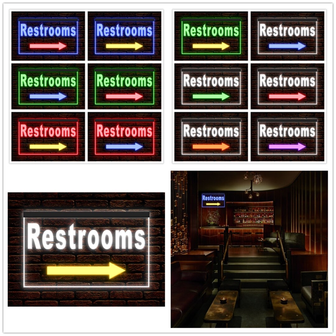 DC120169 Restrooms Right Hand Side Arrow Toilet for Shop Store Cafe ...