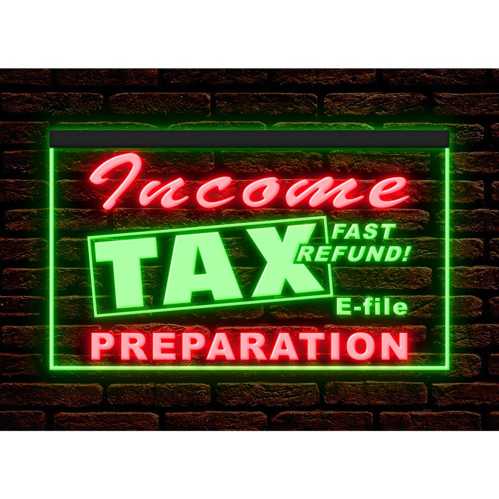 Income Tax Preparation LED Neon Sign, E-file Ready Illuminated Decor ...