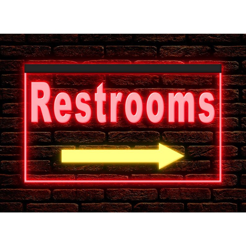 Restrooms LED Neon Sign, Washroom Toilet for Restaurant Cafe Shop Bar ...