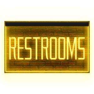 Restrooms LED Neon Sign, Washroom Toilet Restaurant Cafe Illuminated ...