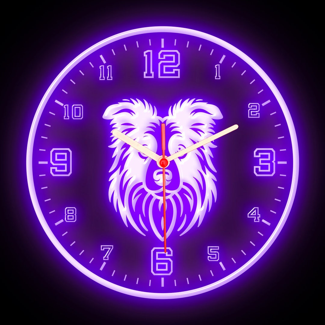 25ck1193 Border Collie Dog Pets Shop Wall Home Decor Colorful LED ...