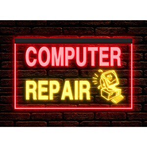 DC130003 Computer Repair Shop Store Center Home Decor Display LED Night ...