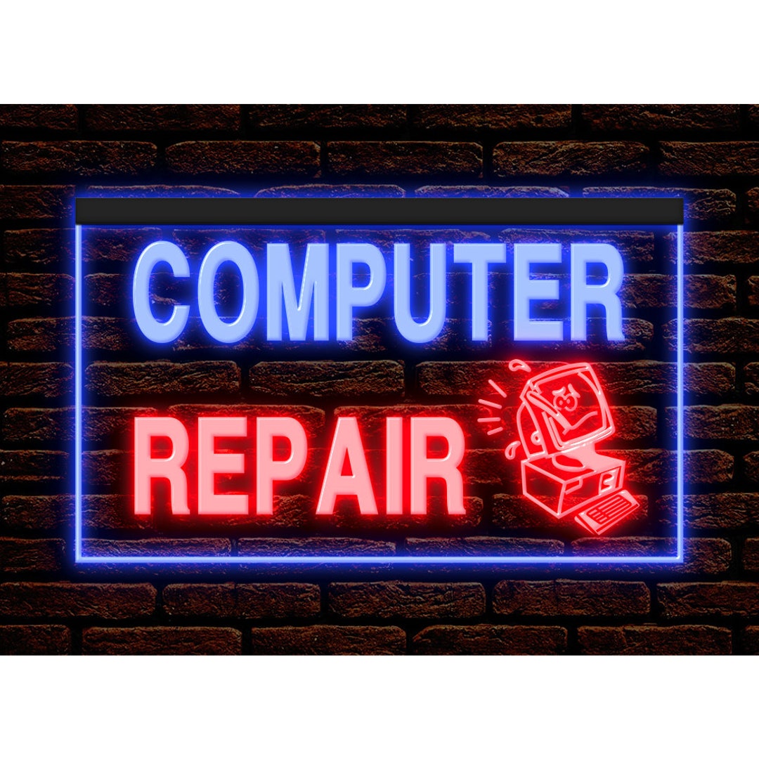 DC130003 Computer Repair Shop Store Center Home Decor Display LED Night ...