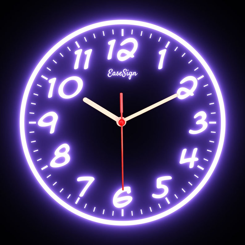 Neon LED Wall Clock, Colorful Interior Design, 10 Inch - Etsy