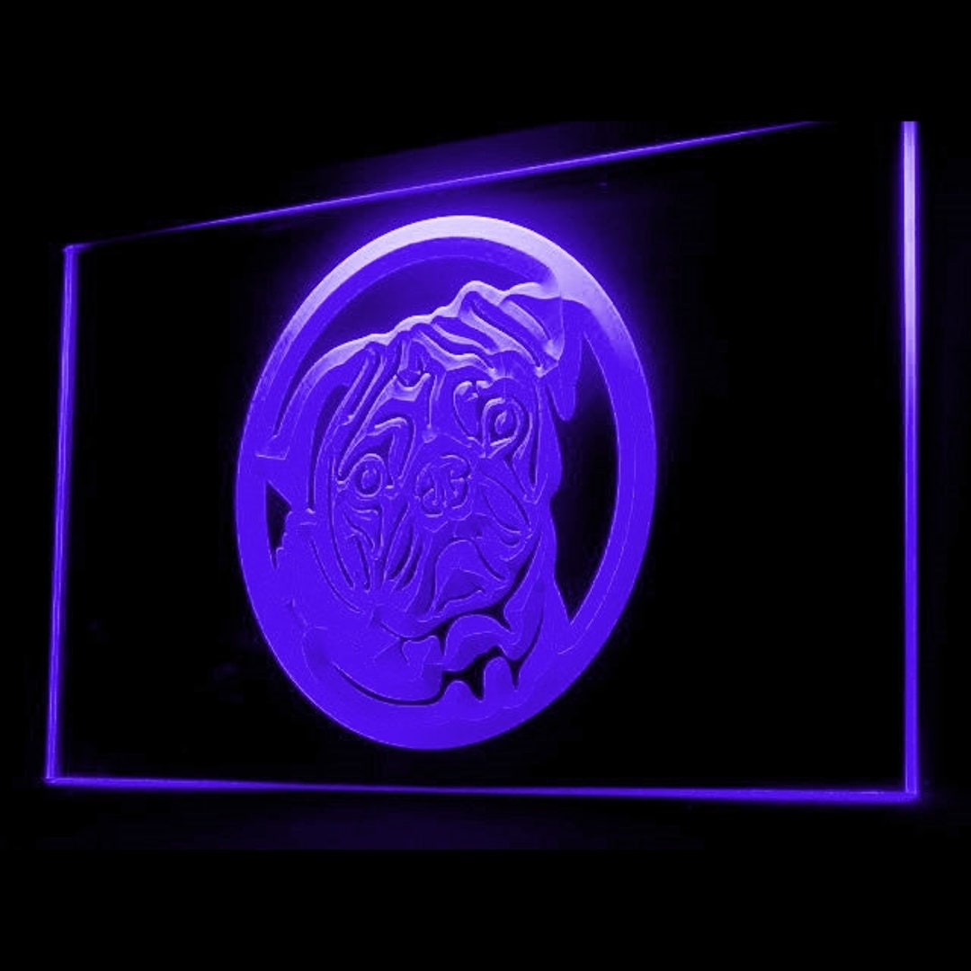 210043 Pug Dog Pet Shop Store Center Open Home Decor Display LED Light ...