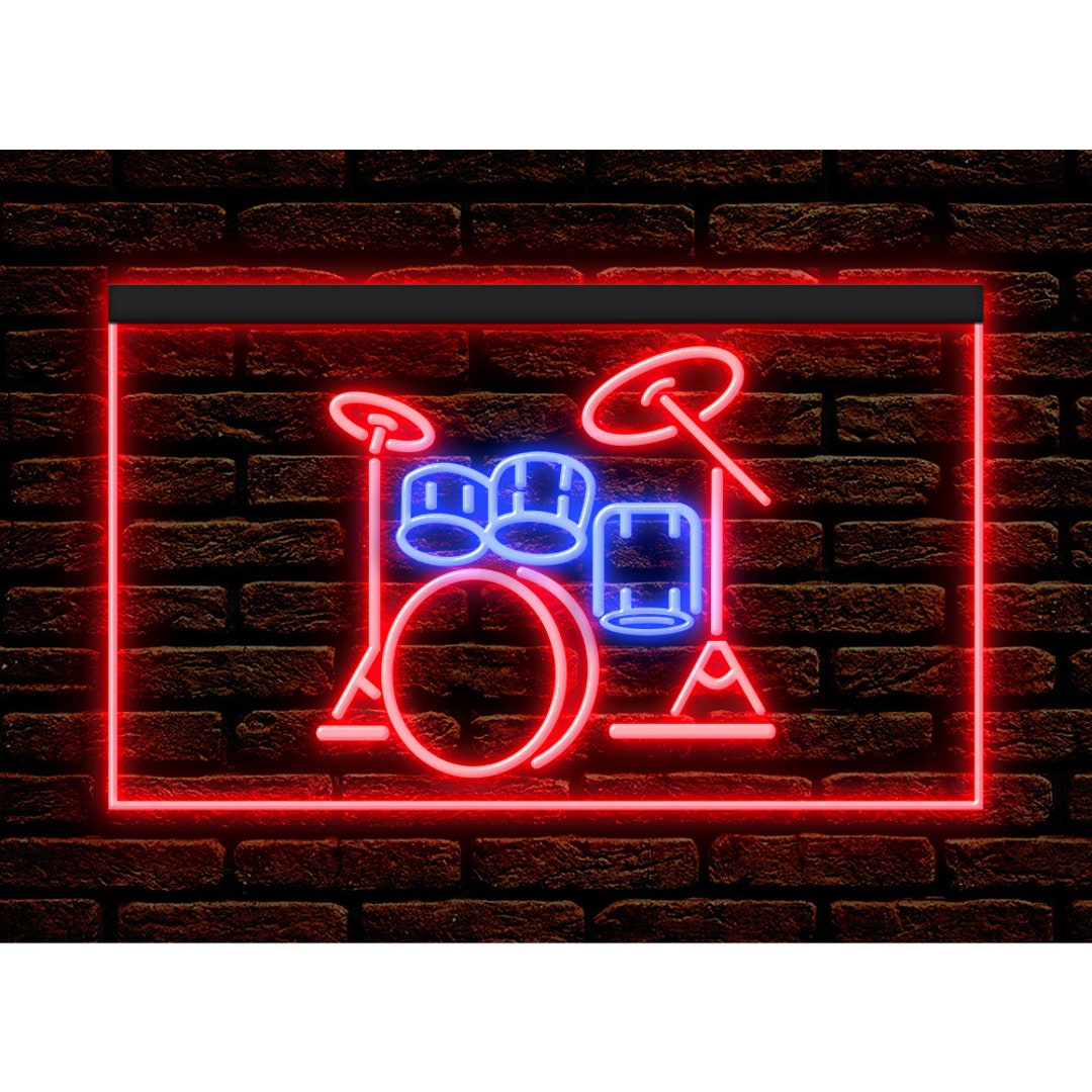 DC140008 Drums Studio Shop Store Home Decor Open Display LED Night ...