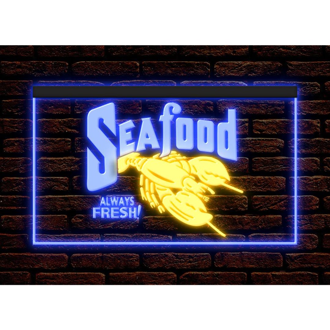 Seafood Market Neon Sign Always Fresh Restaurant Shop Illuminated Decor ...