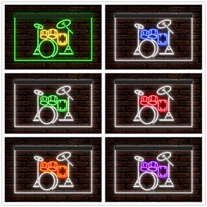 DC140008 Drums Studio Shop Store Home Decor Open Display LED Night ...