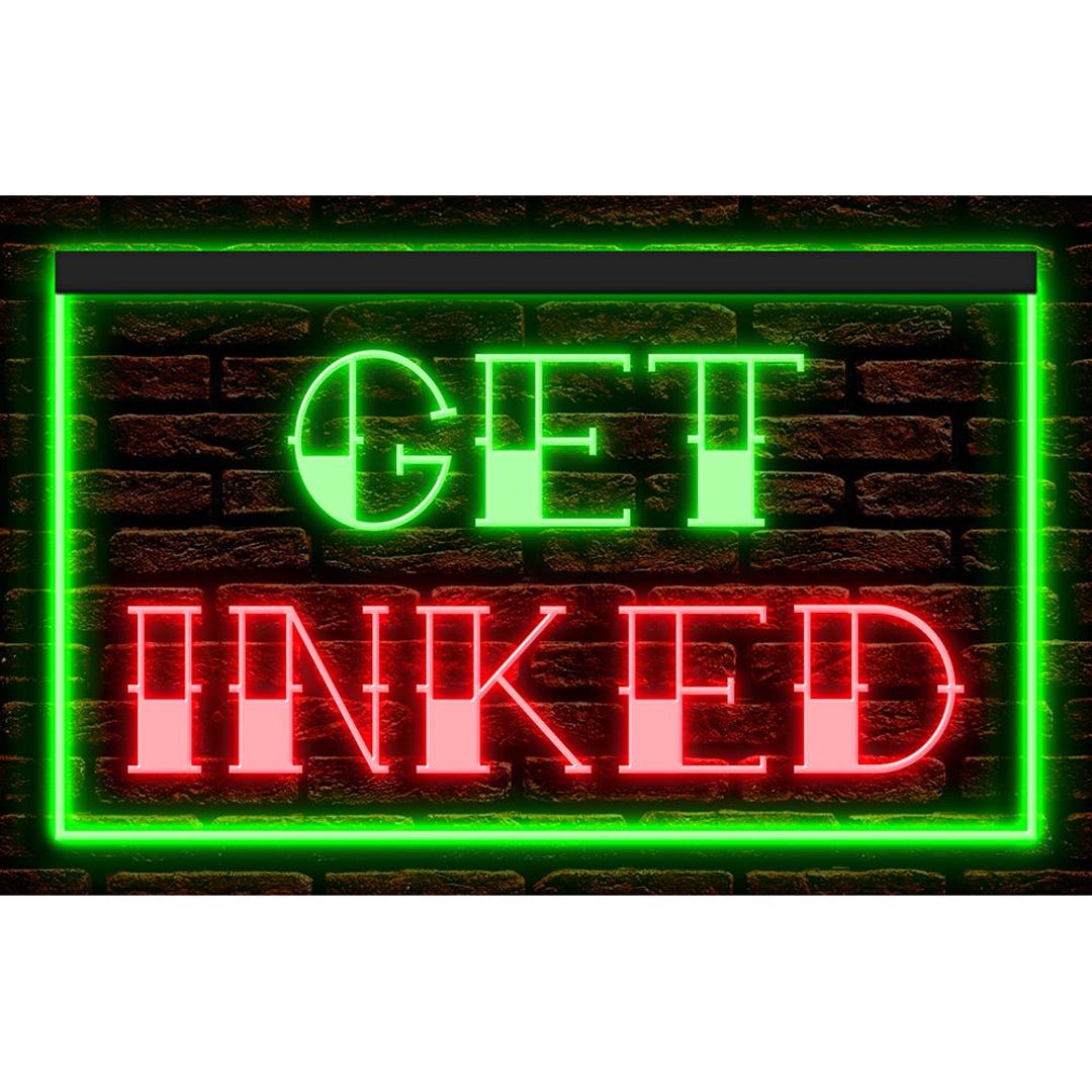 Get Inked LED Neon Sign, Tattoo Shop Decor, Dual Color Illuminated ...