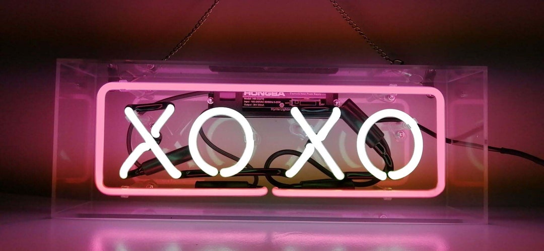 Boxneon0004 XO XO Neon Sign With Acrylic Box Home Party Wall Decor - Etsy