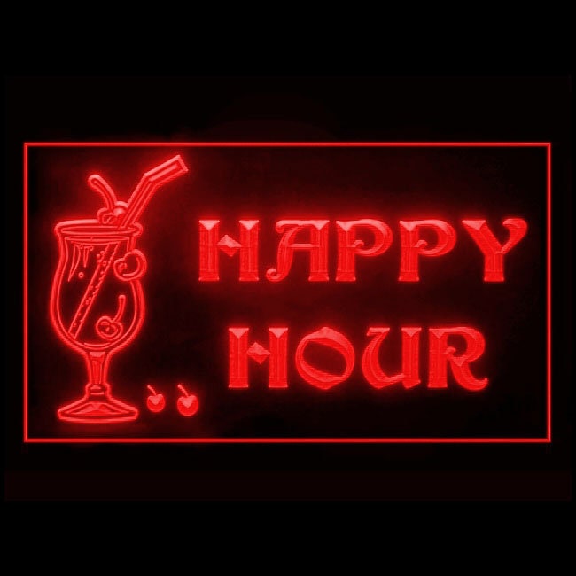 170159 Happy Hour Bar Pub Beer Home Decor Display LED Light Neon Sign ...