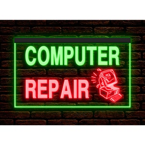 DC130003 Computer Repair Shop Store Center Home Decor Display LED Night ...