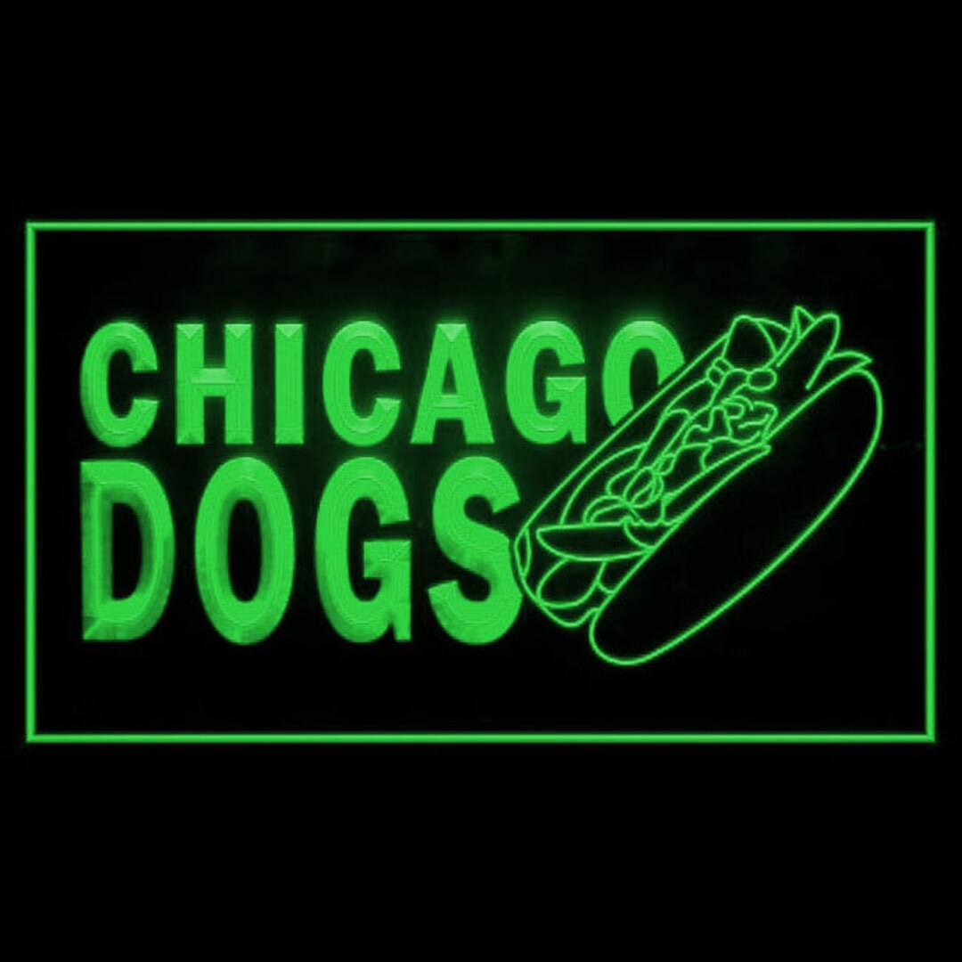 110185 Chicago Hot Dog Fast Food Shop Store Open Decor Display LED ...