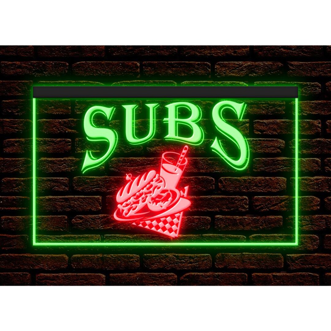 Subs Sandwiches Cafe Shop Illuminated Decor Display Light Neon Sign ...