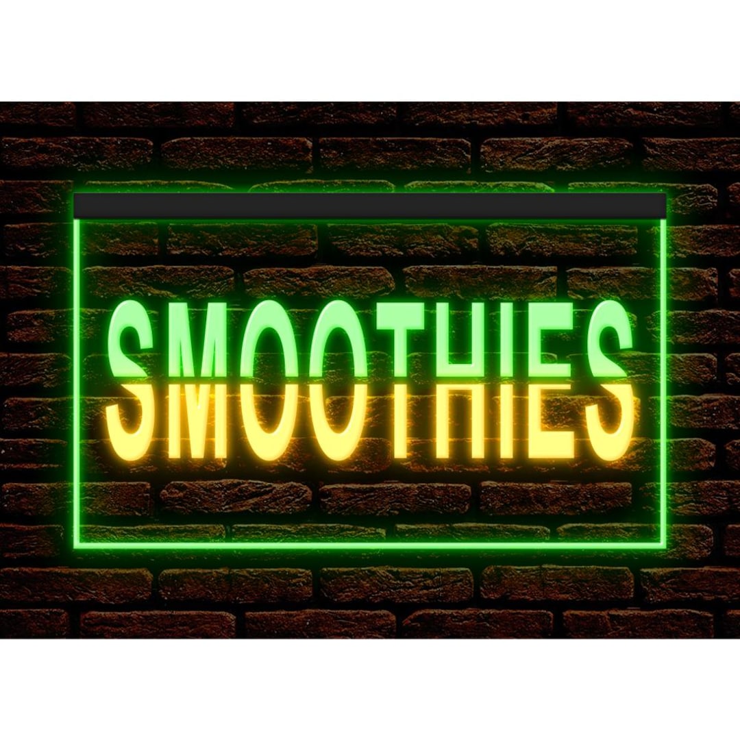 Smoothies Shop Cafe Open Illuminated Decor Display Light Neon Sign Dual ...
