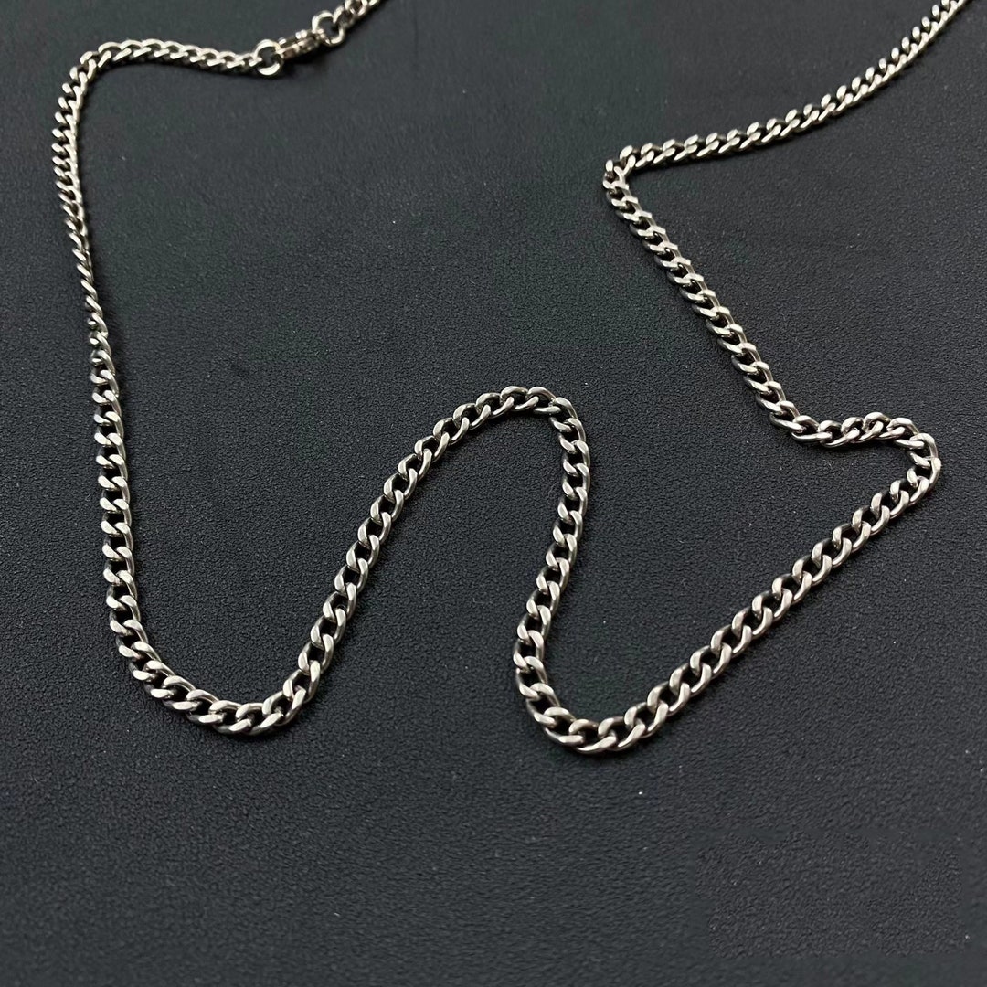 3.5 MM Solid Titanium Curb Chain Necklace Timeless Classic Style ...