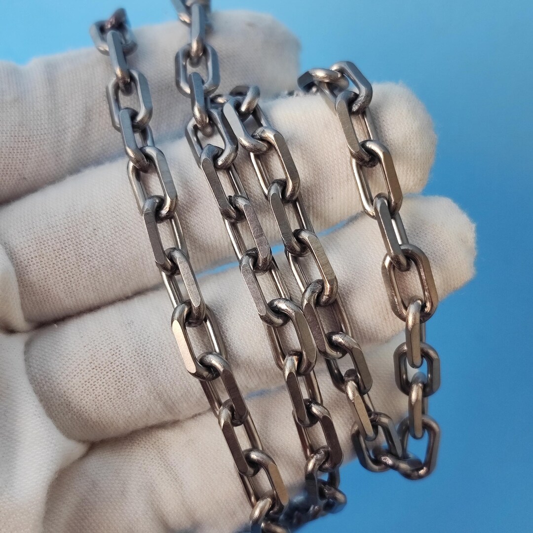 Distressed Pure Titanium Diamond Cut O-chain 6.6mm | Unisex ...