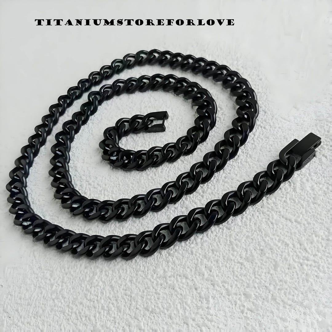 Black Titanium Cuban Link Chain Necklace: Modern Minimalist Men's ...