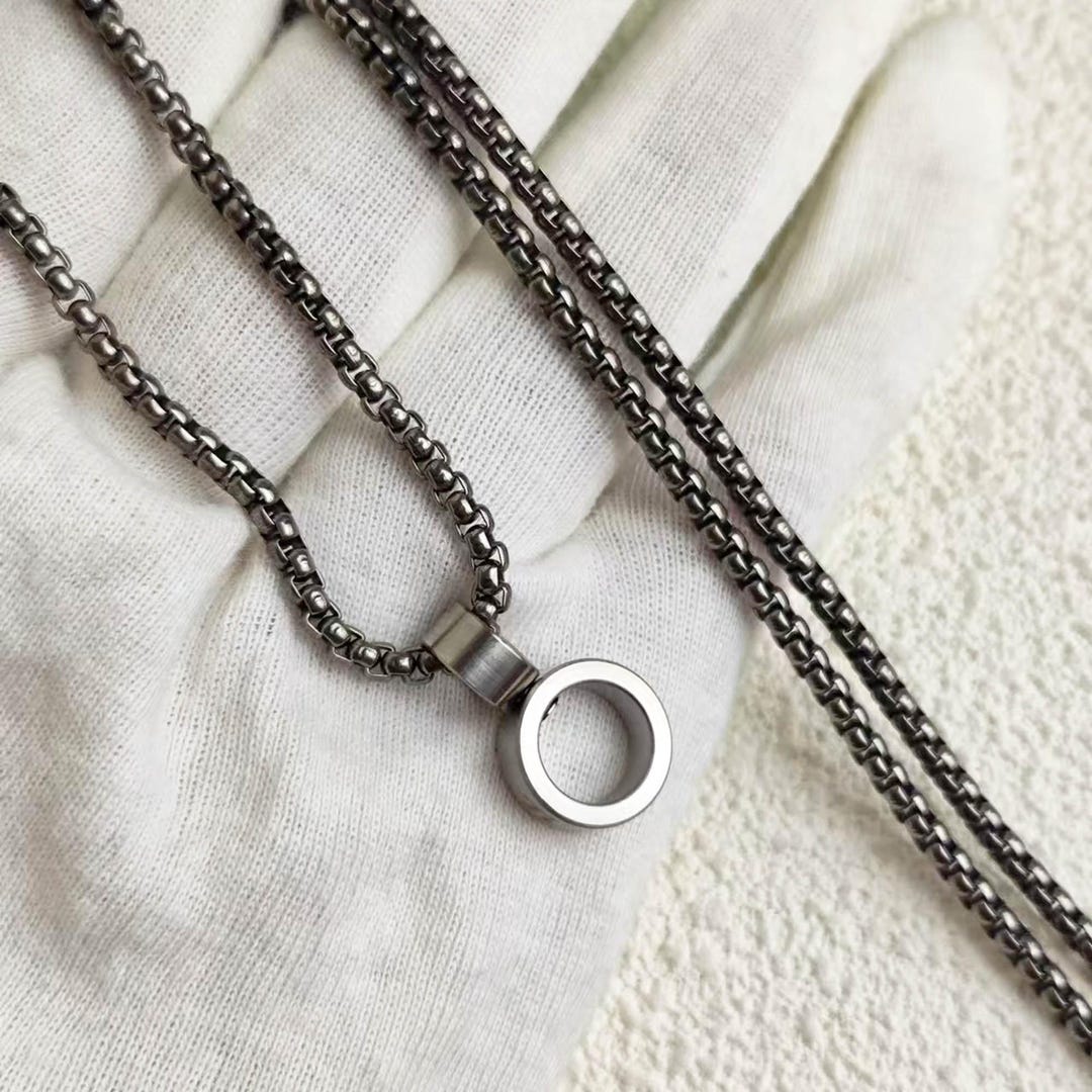 Pure Titanium Box Chain Necklace: Swivel Ring Pendant, Hypoallergenic ...