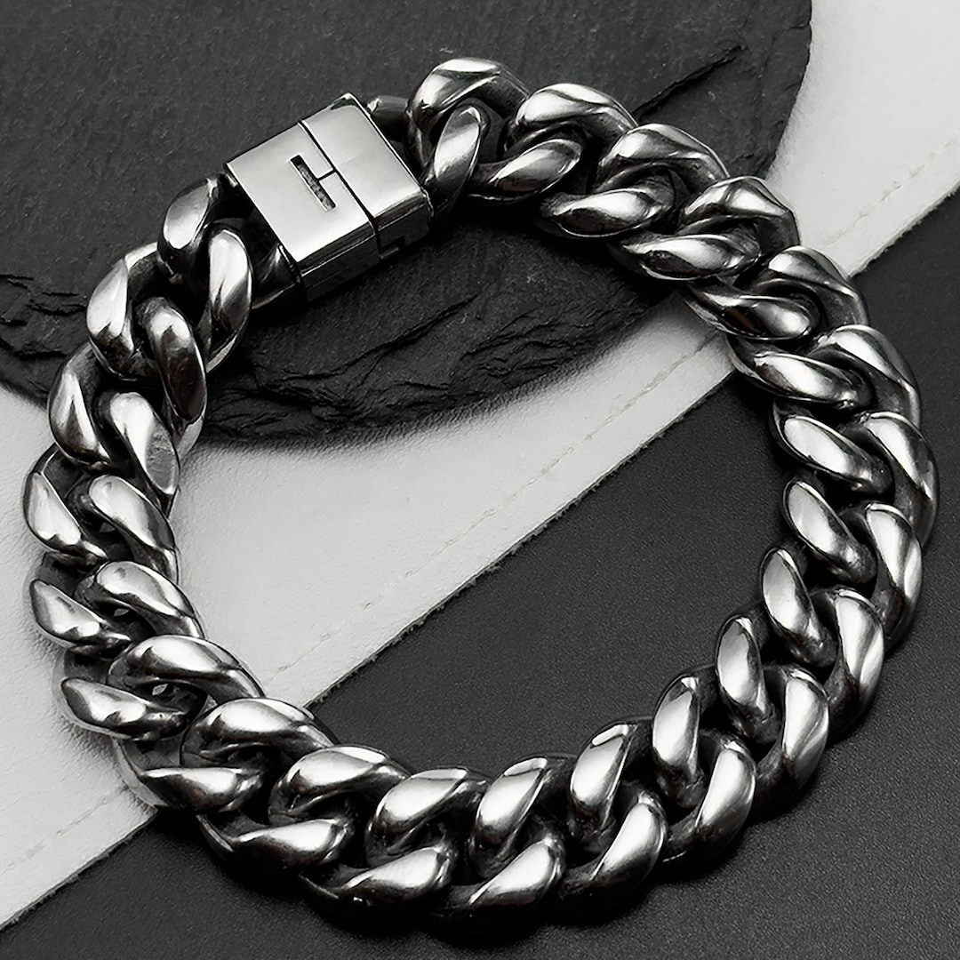 Stylish Men's Titanium Bracelet 14mm Wide, Rounded and Curved Design - Etsy