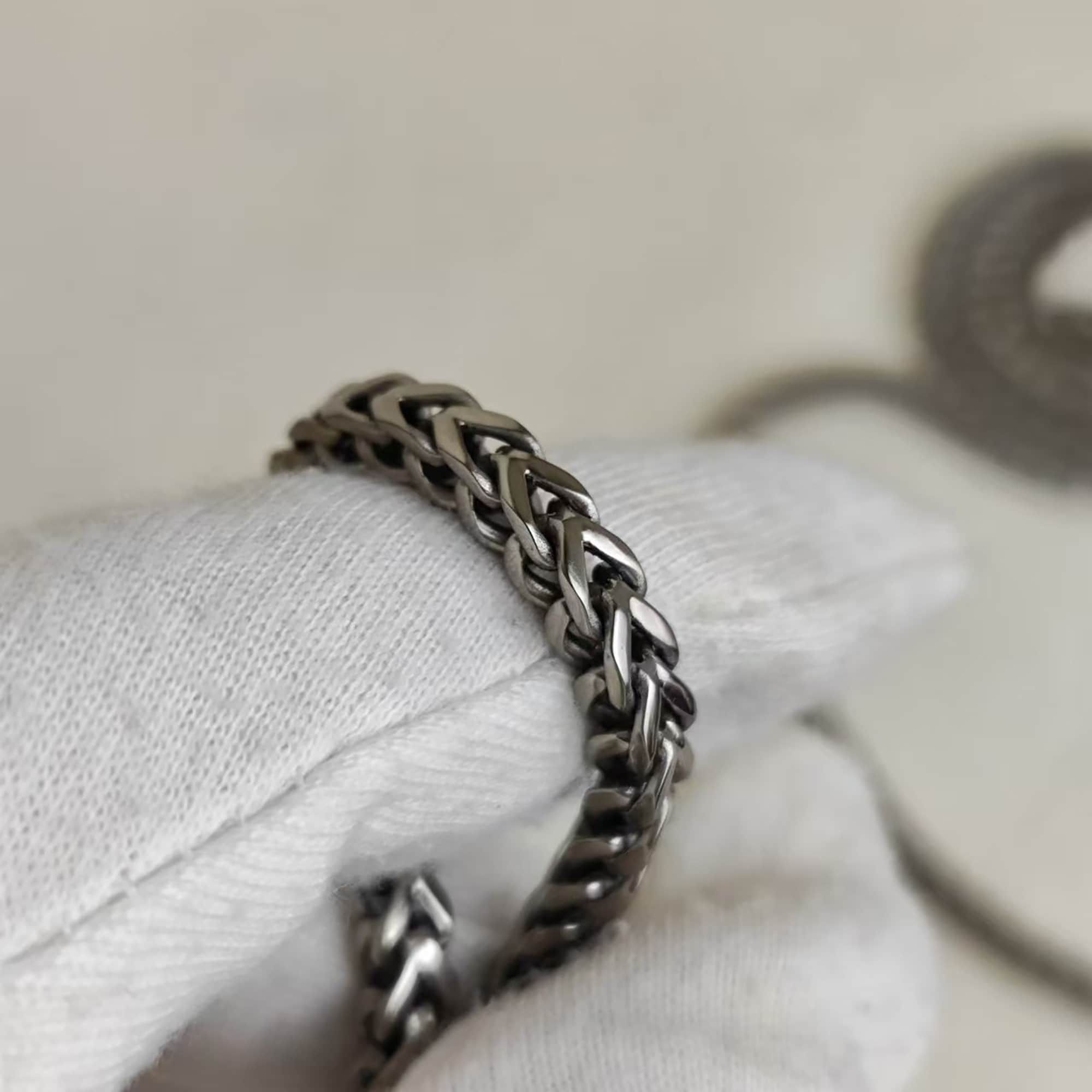 4MM Titanium Wheat Chain Necklace: Lightweight Braided Spica Design - Etsy