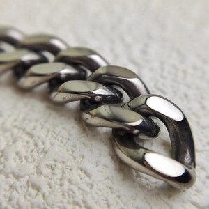 10.5 Mm Wide Solid Titanium Chain Necklace Large Size Curb Link Style ...