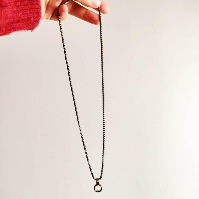 Pure Titanium Box Chain Necklace: Swivel Ring Pendant, Hypoallergenic ...